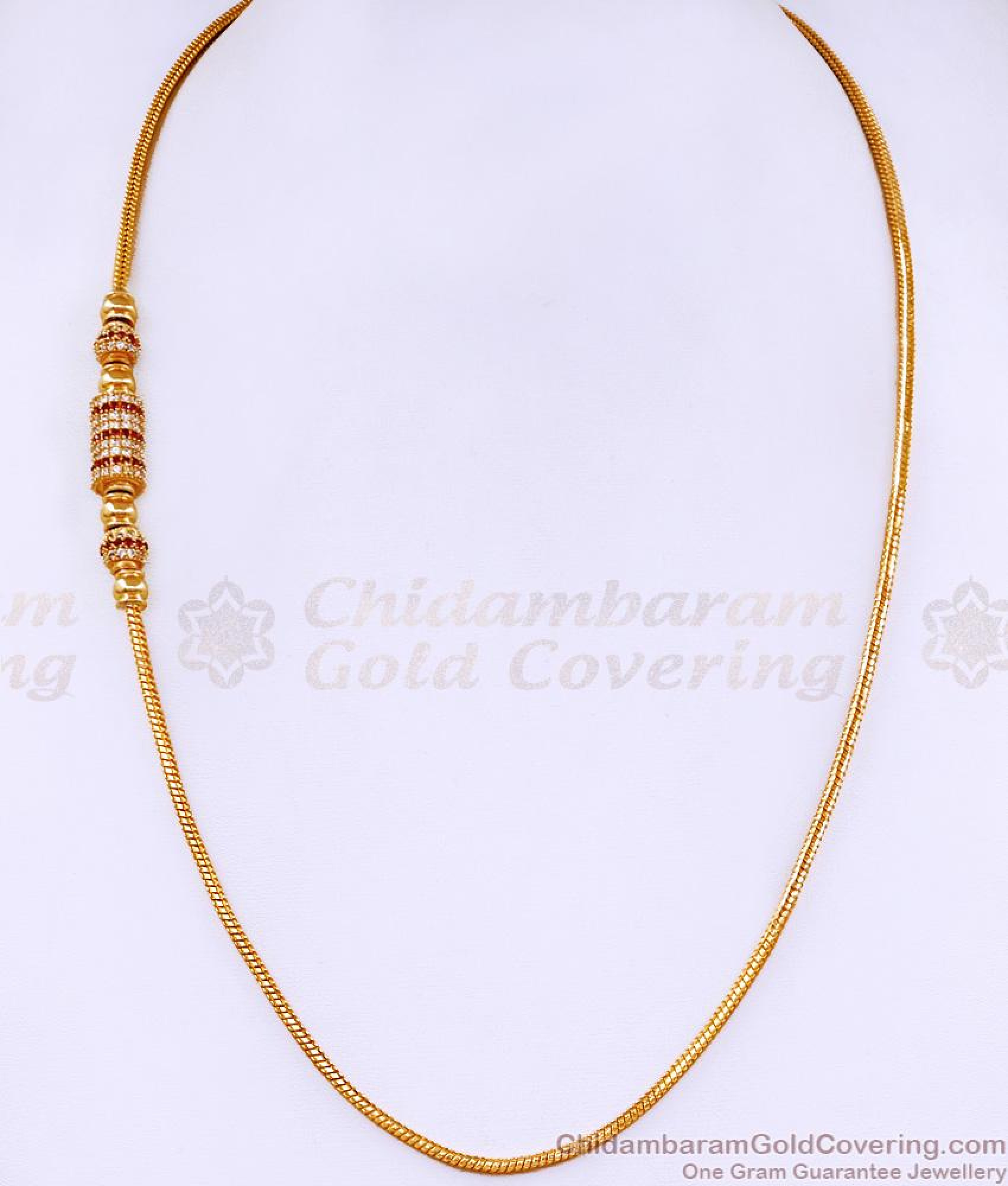New Model Ruby White Stone Fancy Mugappu Chain For Women MCH1630