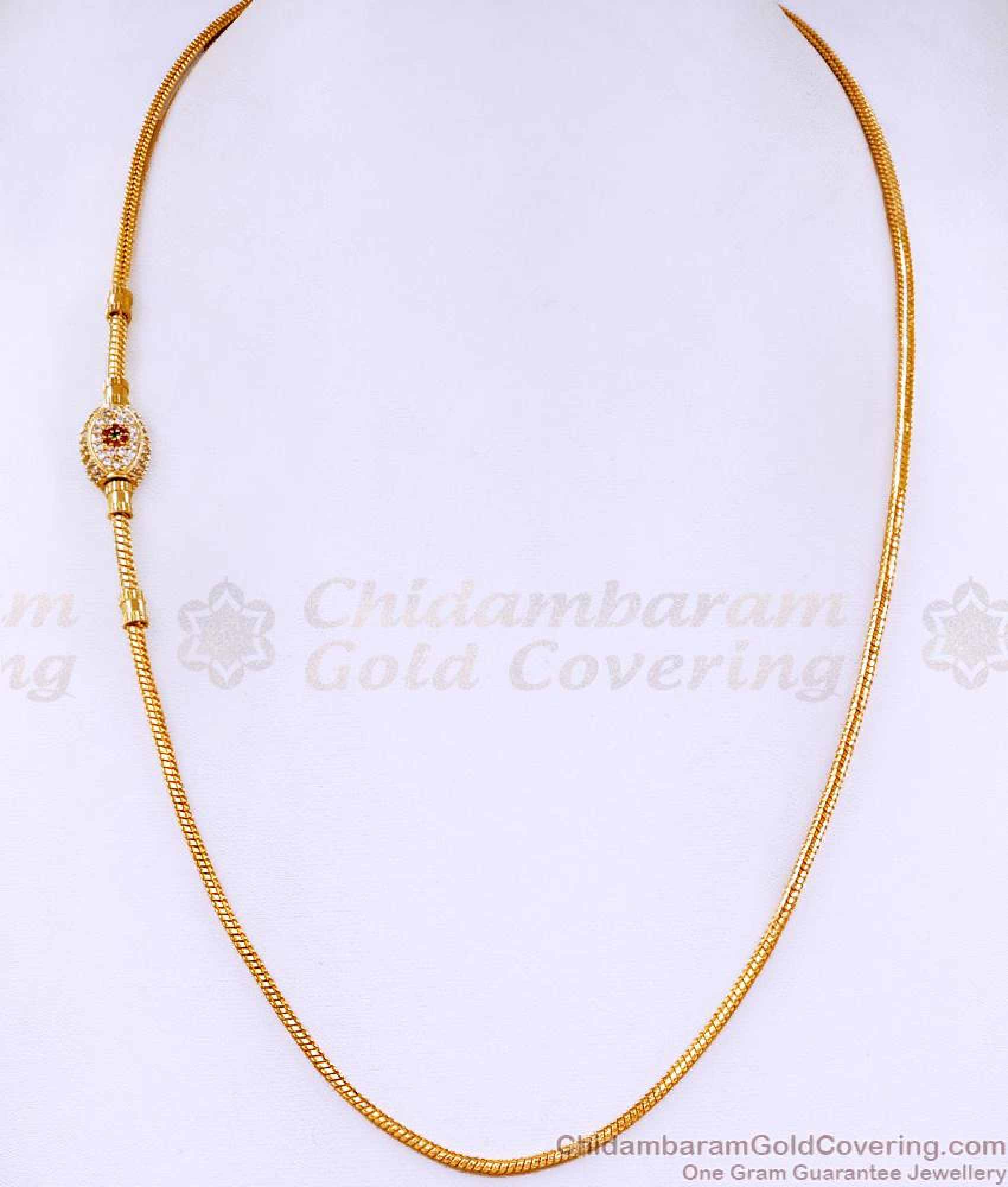 Multi Ad Stone Ball Type Gold Plated Side Pendant Mopu Chain MCH1638
