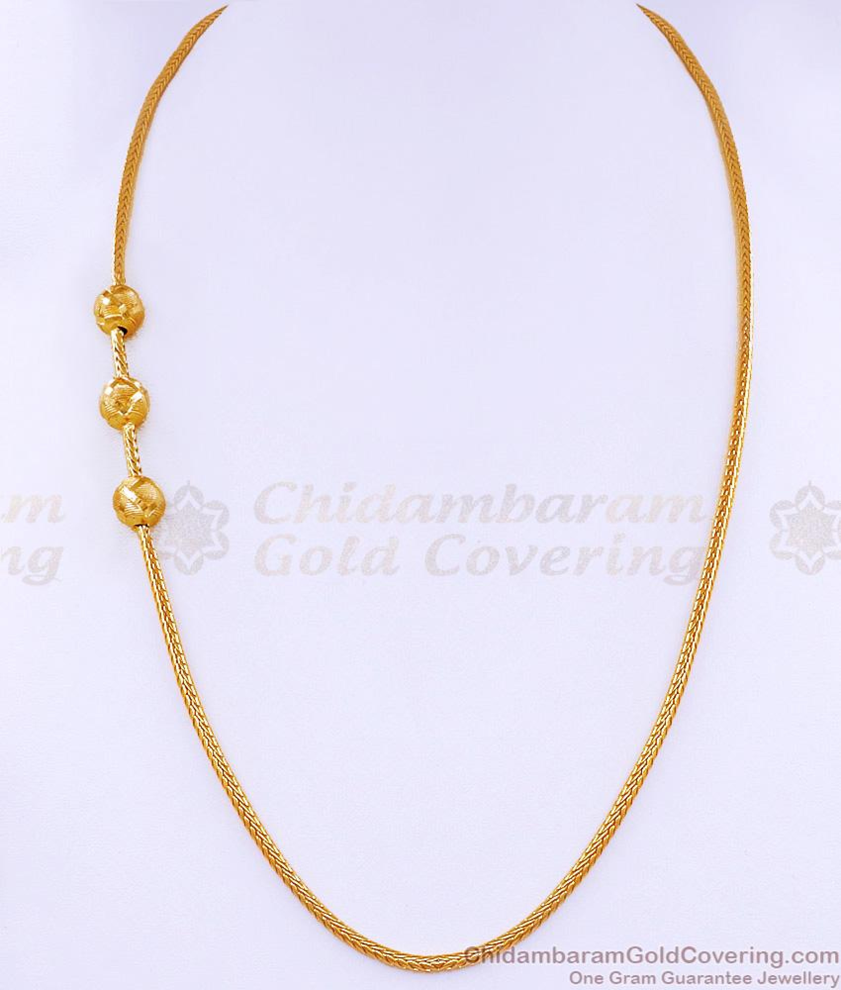 Latest One Gram Gold Plain Mugappu Thali Kodi Chain Design MCH1645