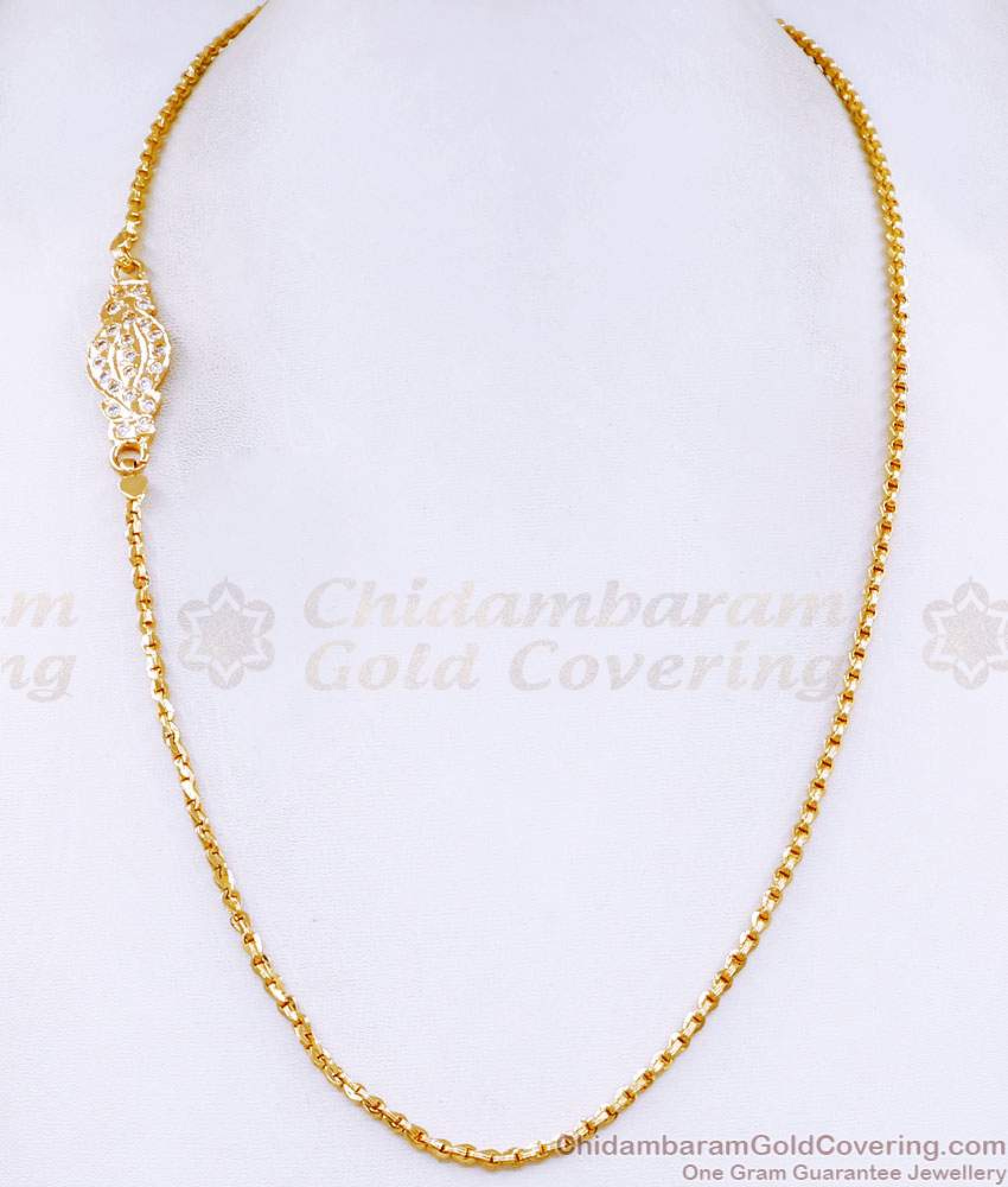 Full White Stone Five Metal Impon Thali Chain Side Mopu Designs MCH1728