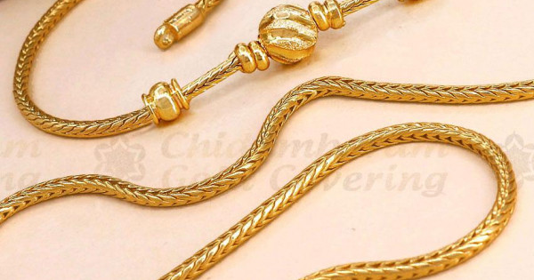 30 Inch Long Plain One Gram Gold Ball Mugappu Side Pendant Chain Online ...