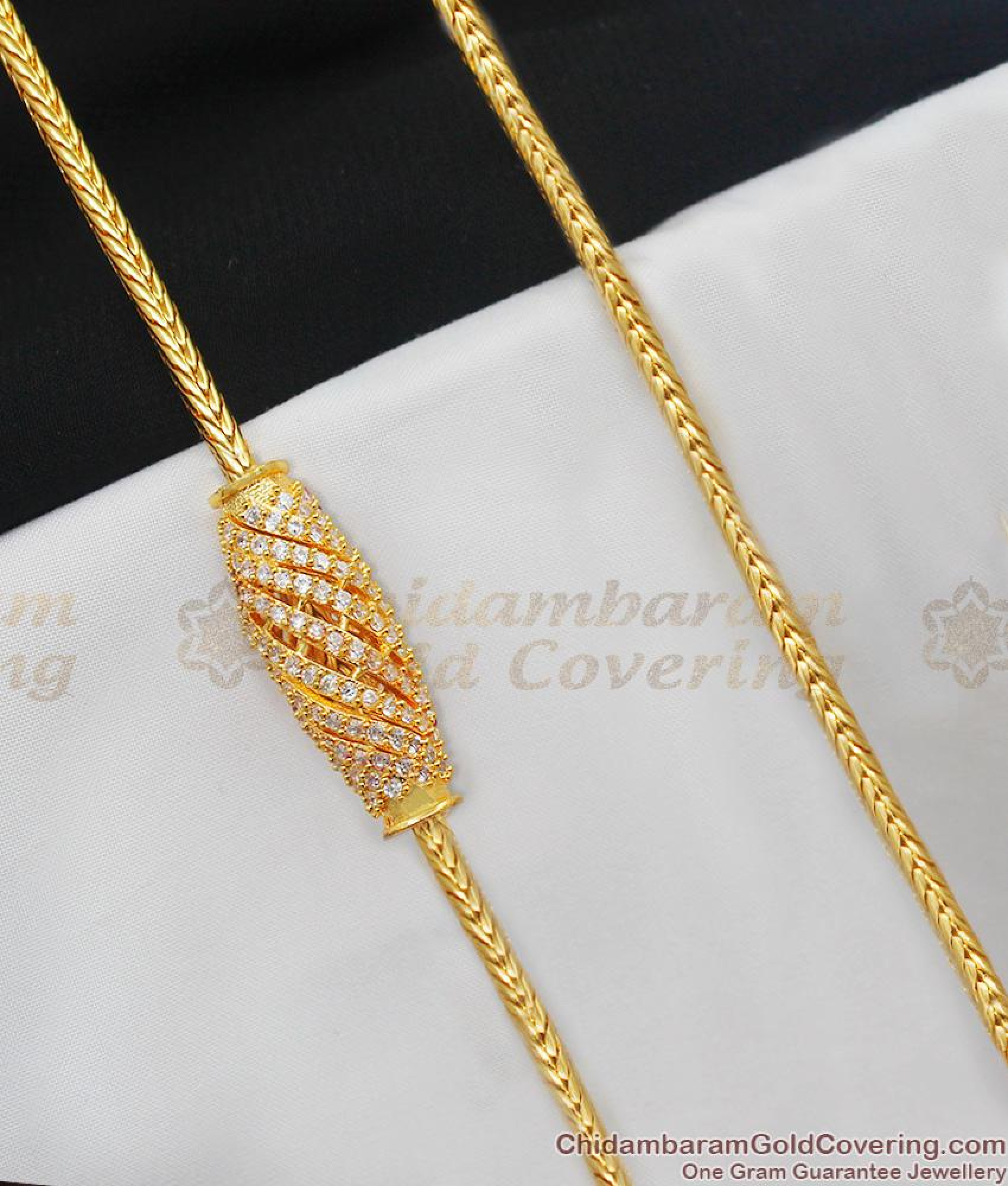 Full Circle White AD Stone Traditional Mugappu Thali Chain Design For ...