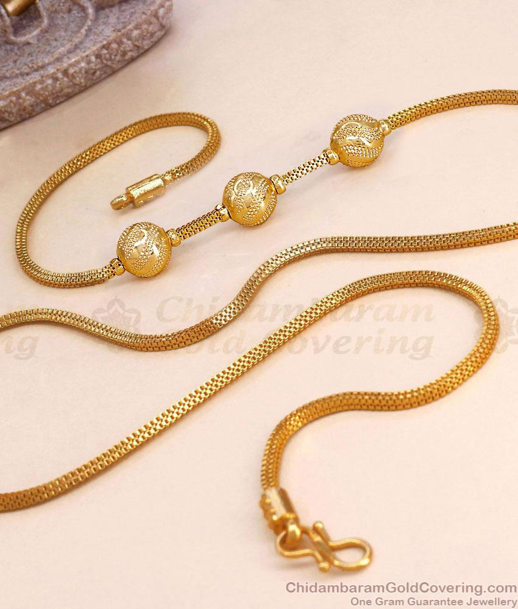 30 Inch Long Regular Wear One Gram Gold Ball Mugappu Chain Without ...