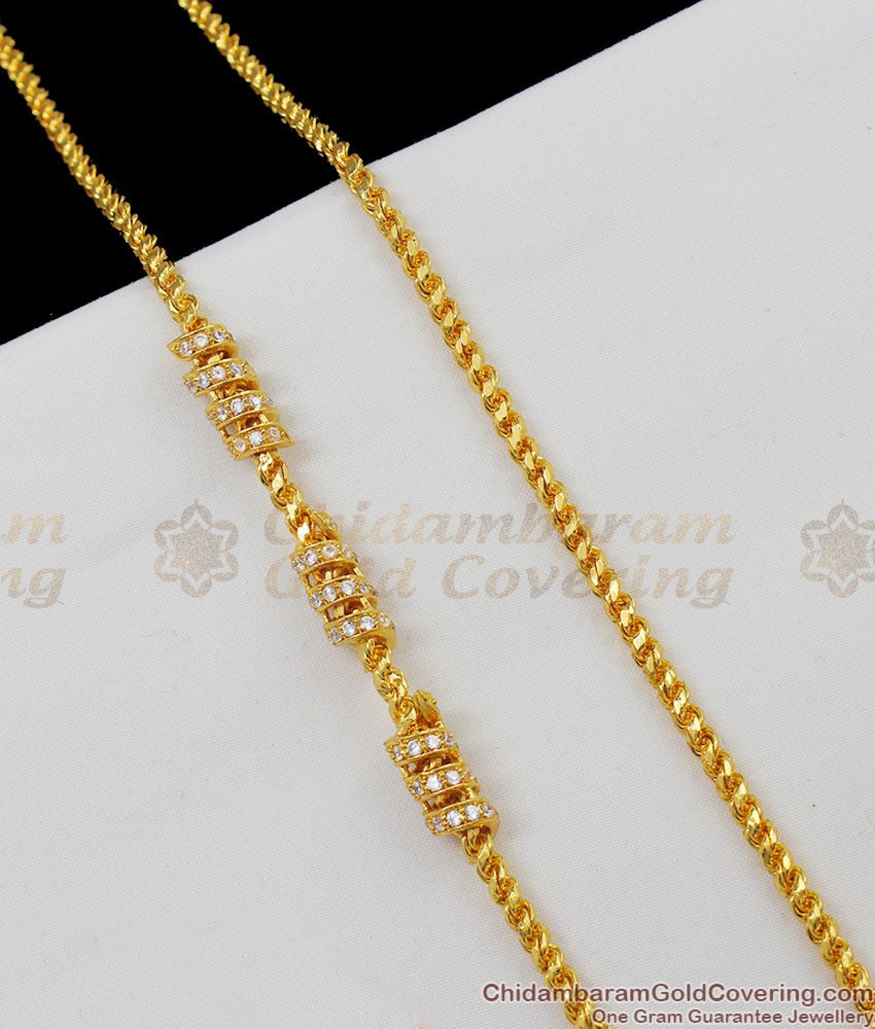 Full AD White Stone Three Spiral Design Mopu Thali Kodi For Married ...