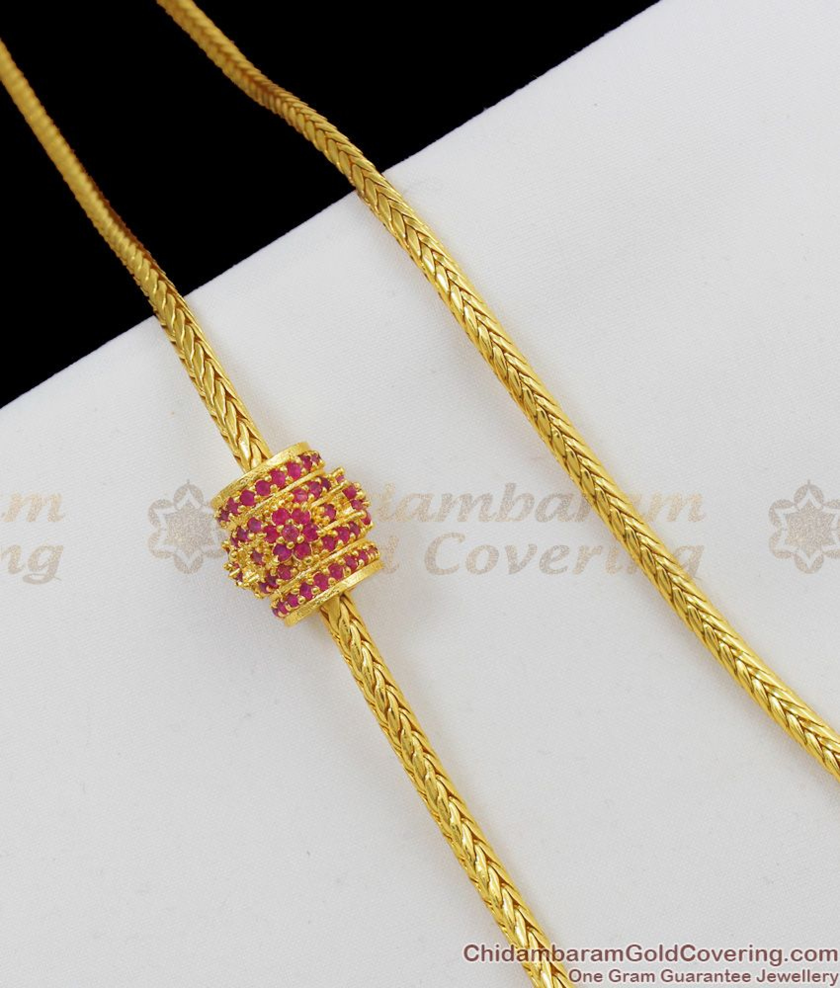 Ruby Stone Small Traditional Design Mopu Thali Kodi Mugappu Chain ...