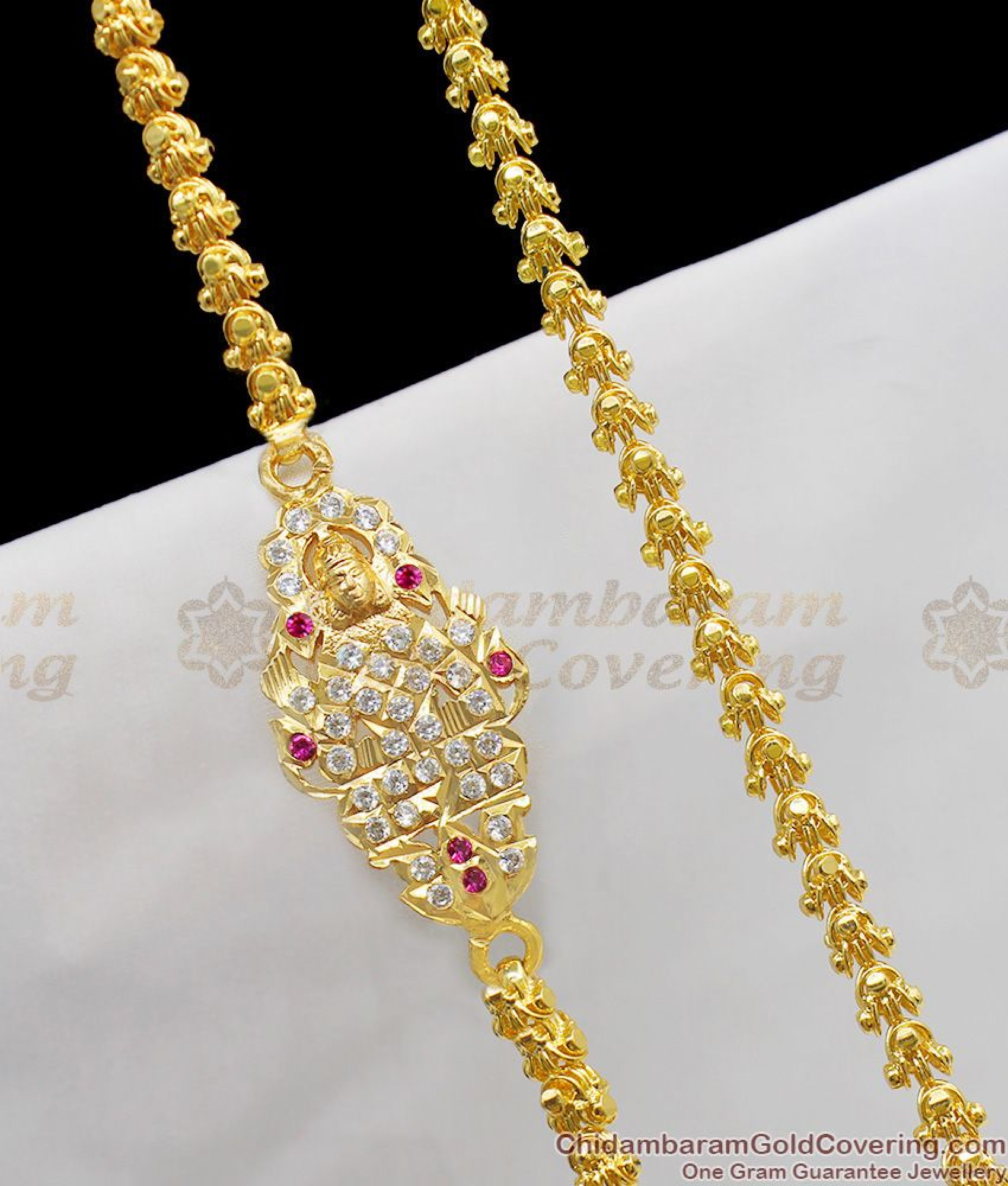 Side Pendant Lakshmi Mugappu Thick Thali Chain Design With Multi Stones ...