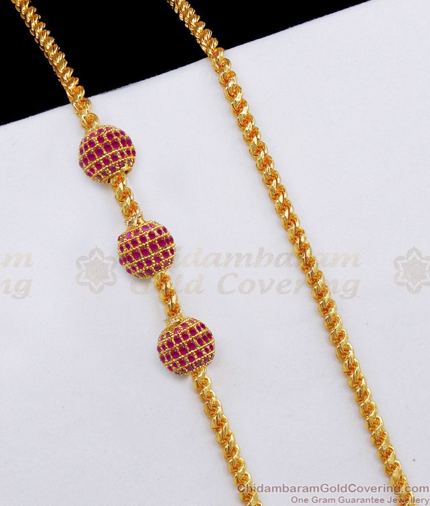 Traditional Three Balls Ruby Stone Mopu Thali Saradu Collections Online ...