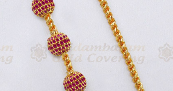 Traditional Three Balls Ruby Stone Mopu Thali Saradu Collections Online ...