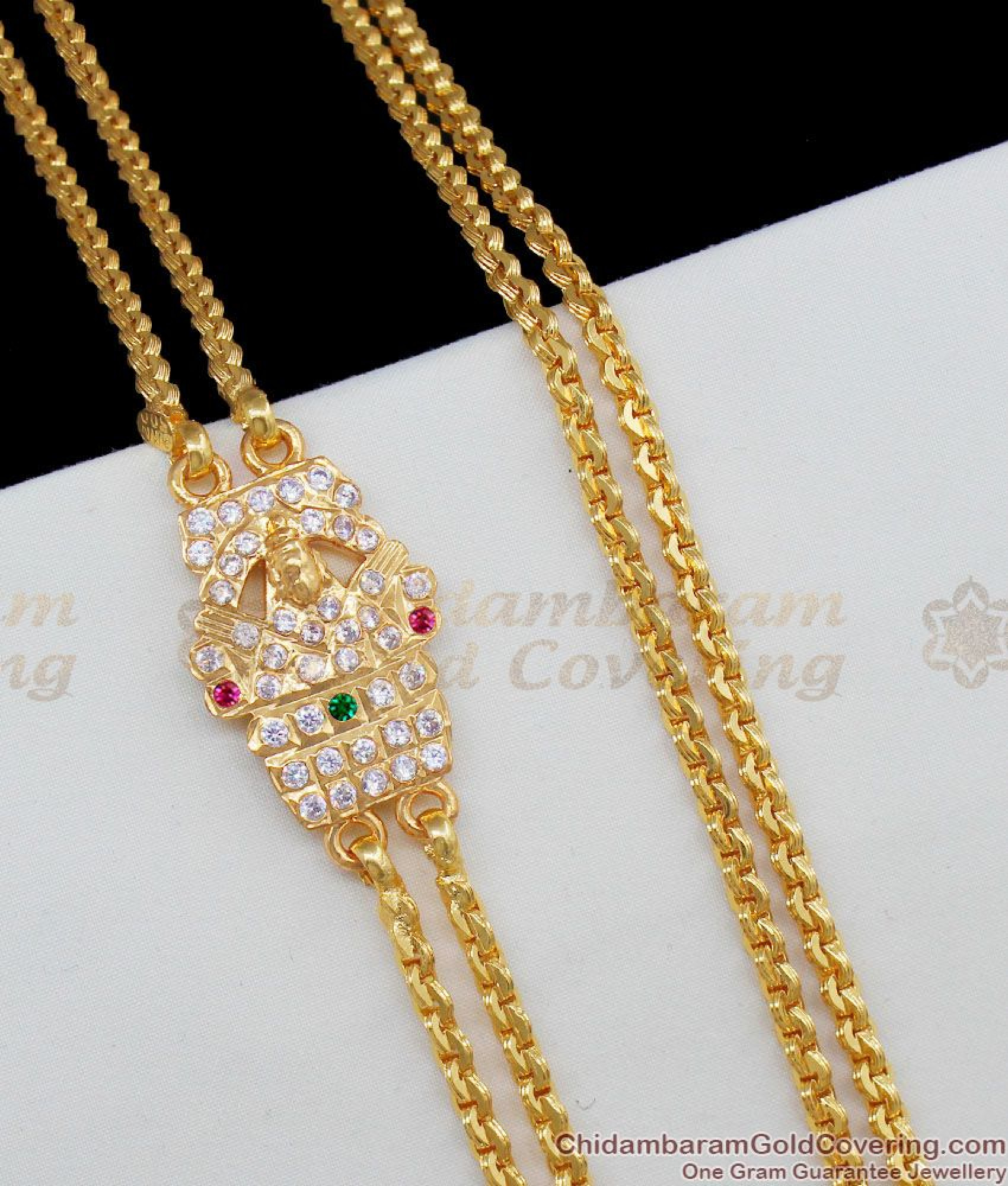 Side Pendant Lakshmi Two Line Mugappu Goduma Chain Designs For Ladies ...
