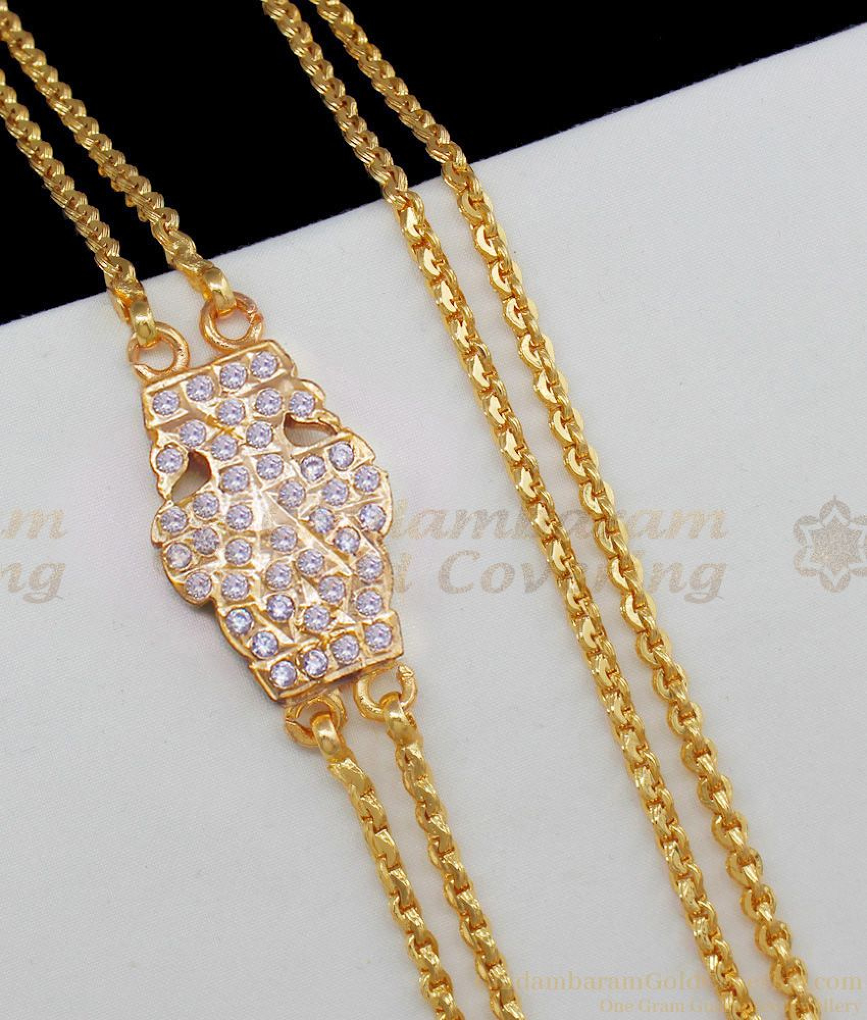 Amazing Full White Stone Double Chain Model Impon Mugappu Side Pendant ...