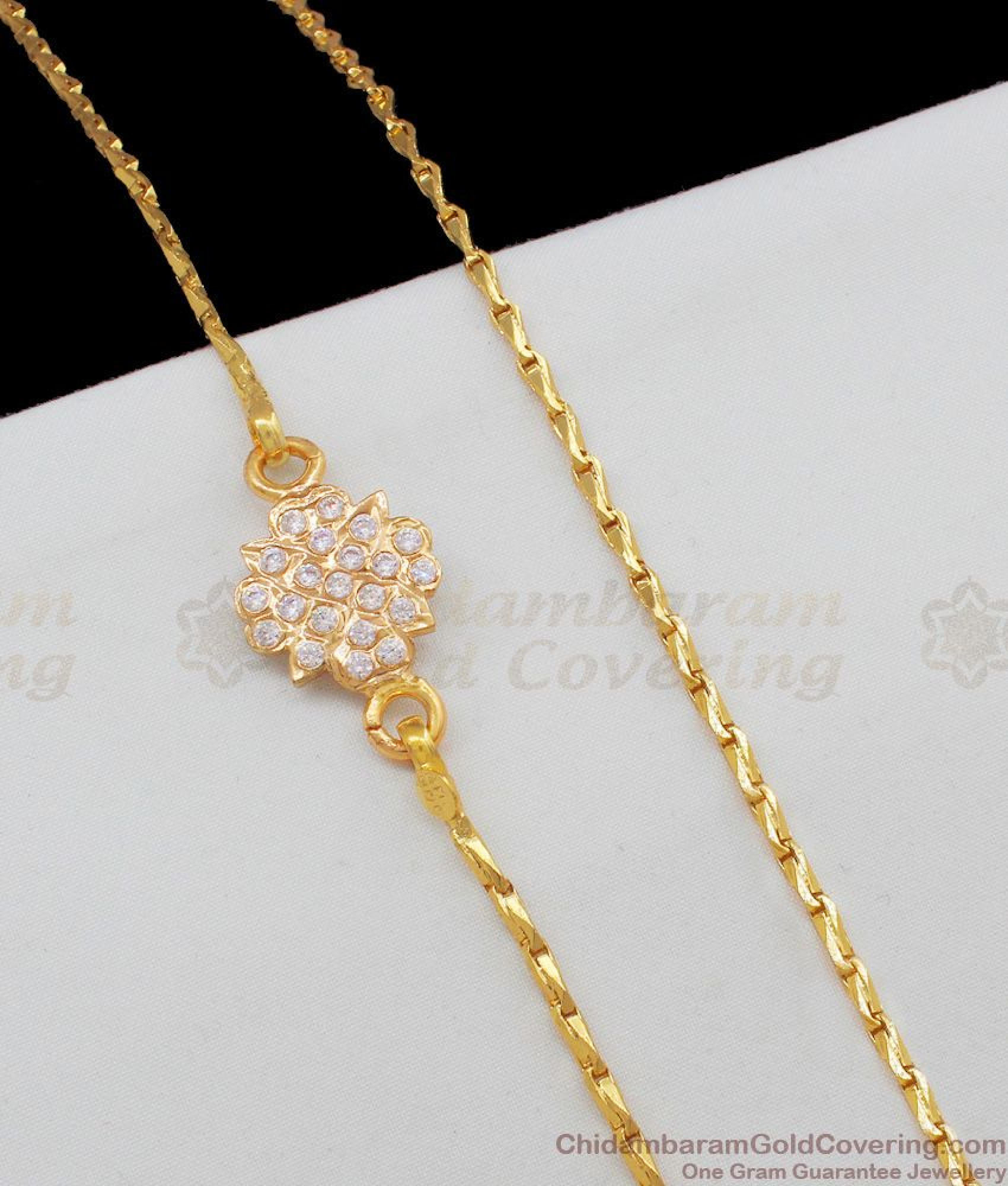 Simple White Gati Stone Panchaloga Gold Thali Saradu Collection For ...