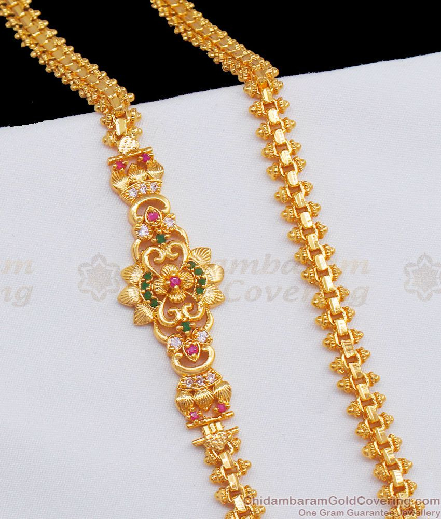 Attractive Flower Design Gold Inspired Multi Color Stones Side Pendant ...