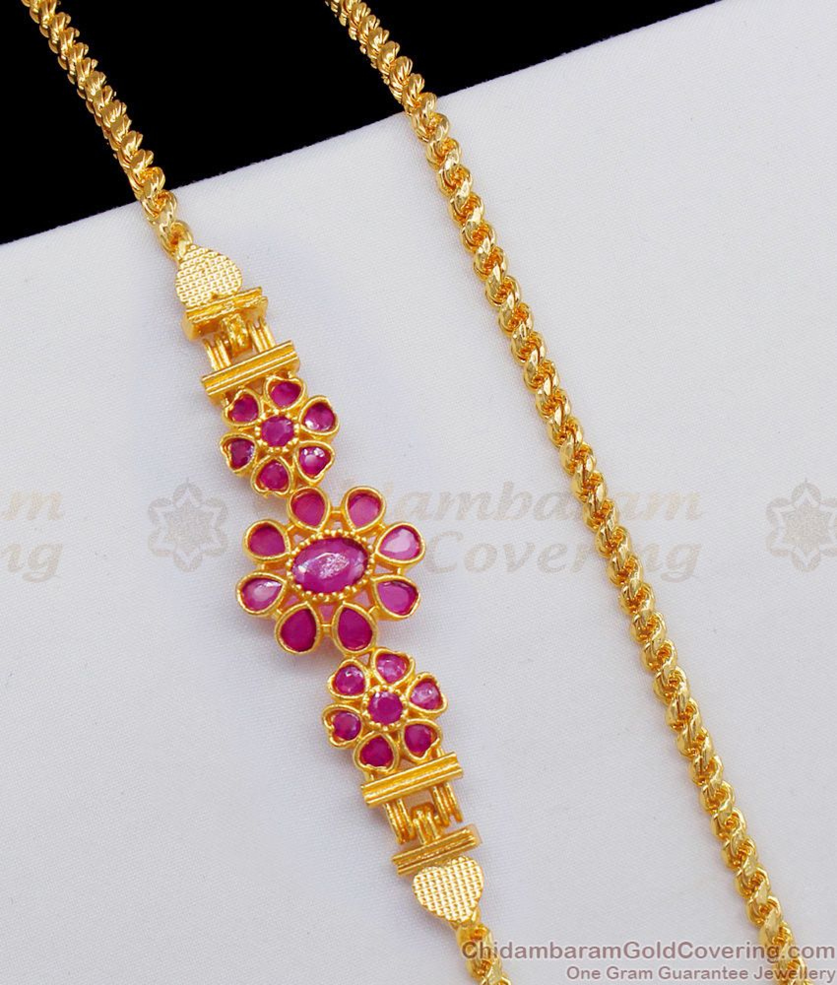 Attractive Stylish Ruby Stone Mugappu Thali Chain for Daily Use MCH663