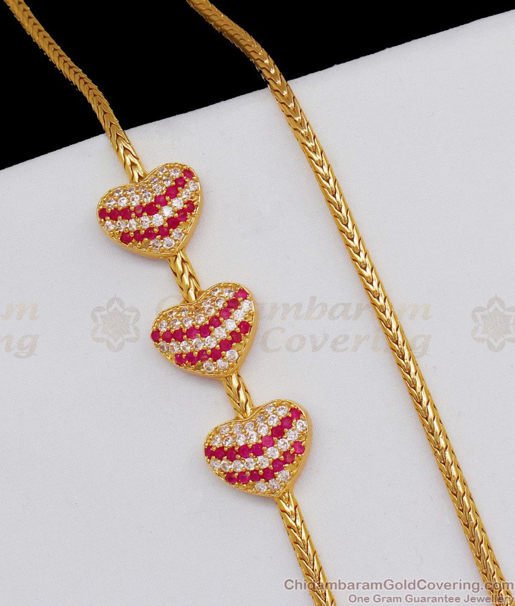 Buy Guarantee Heart Design Gold Mugappu Thali Chain Design Latest ...
