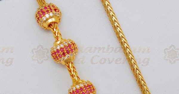 Buy Online Traditional AD Pink And White Stone Gold Mugappu Ball Design ...