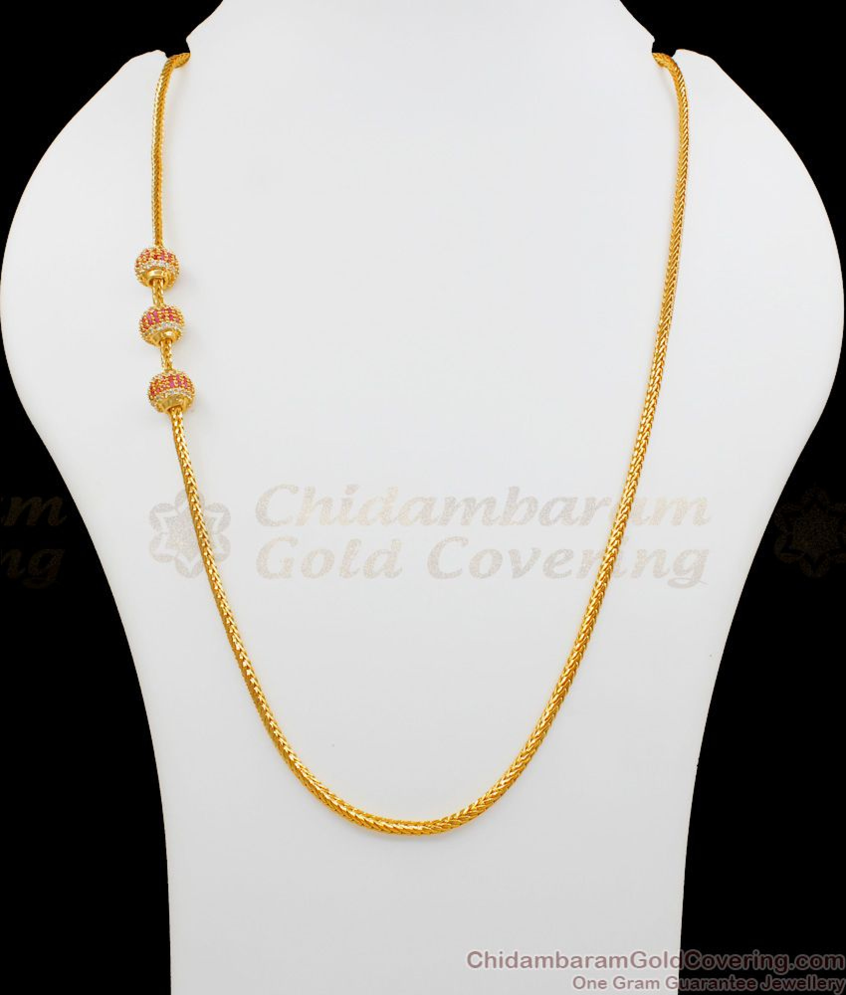 Buy Online Traditional AD Pink And White Stone Gold Mugappu Ball Design ...