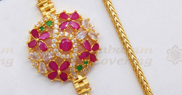 Floral Gold Plated Mugappu Chain South Indian Jewelry MCH1058