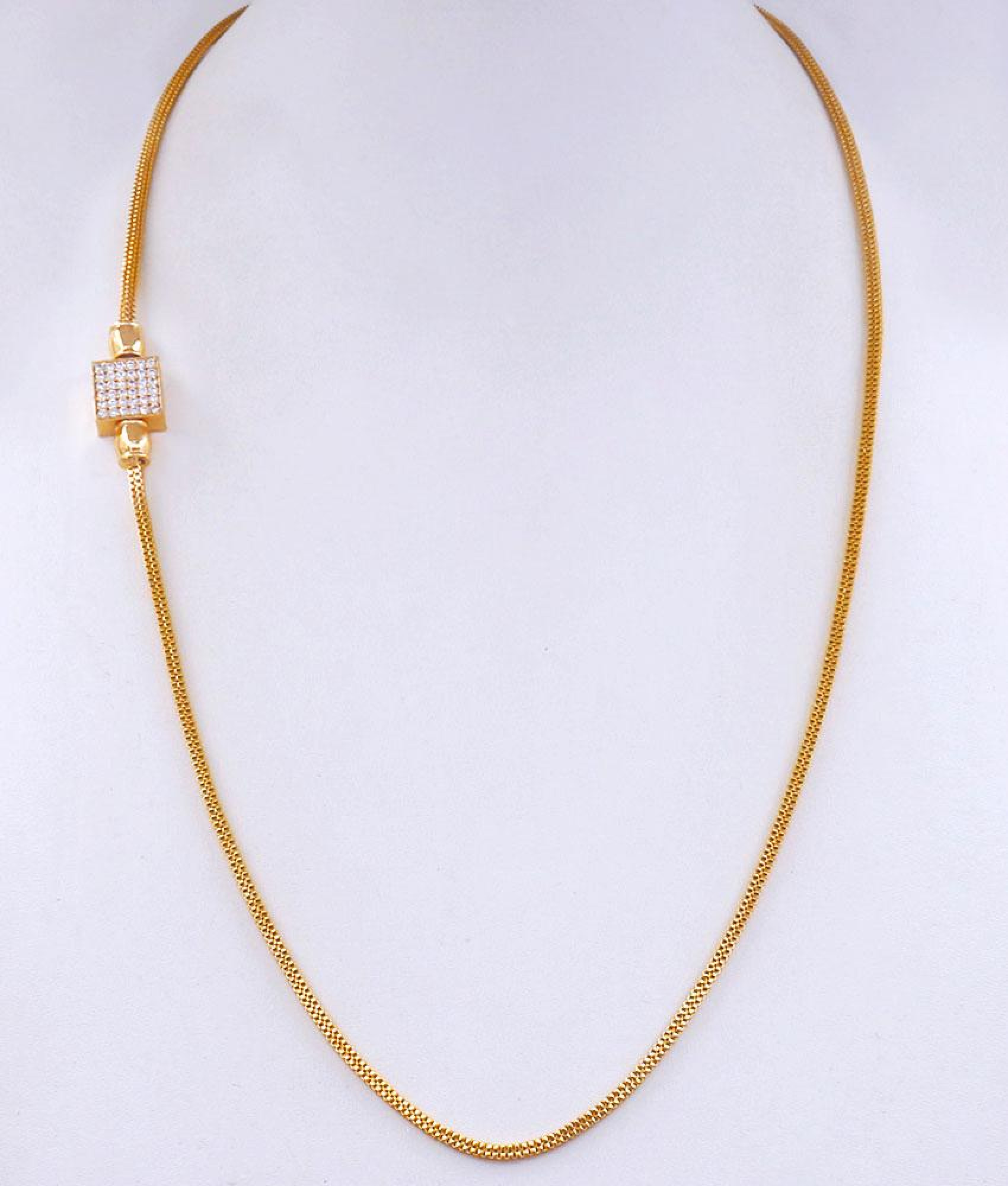 Ad White Stone Gold Imitation Mugappu Chains MCH1297