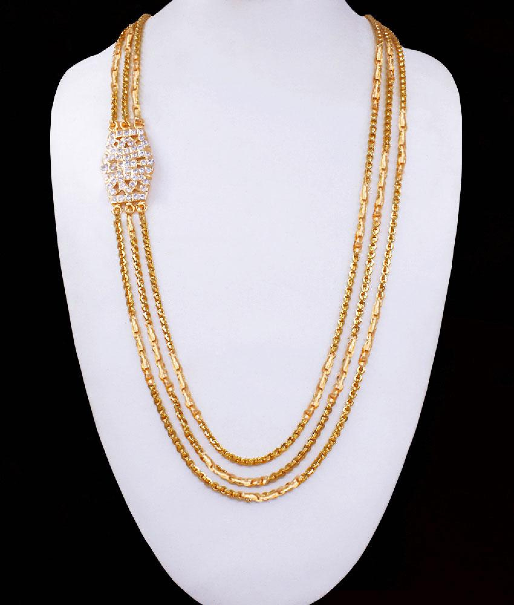 Buy Real Impon Side Locket 3 Line Chains Designs MCH1306