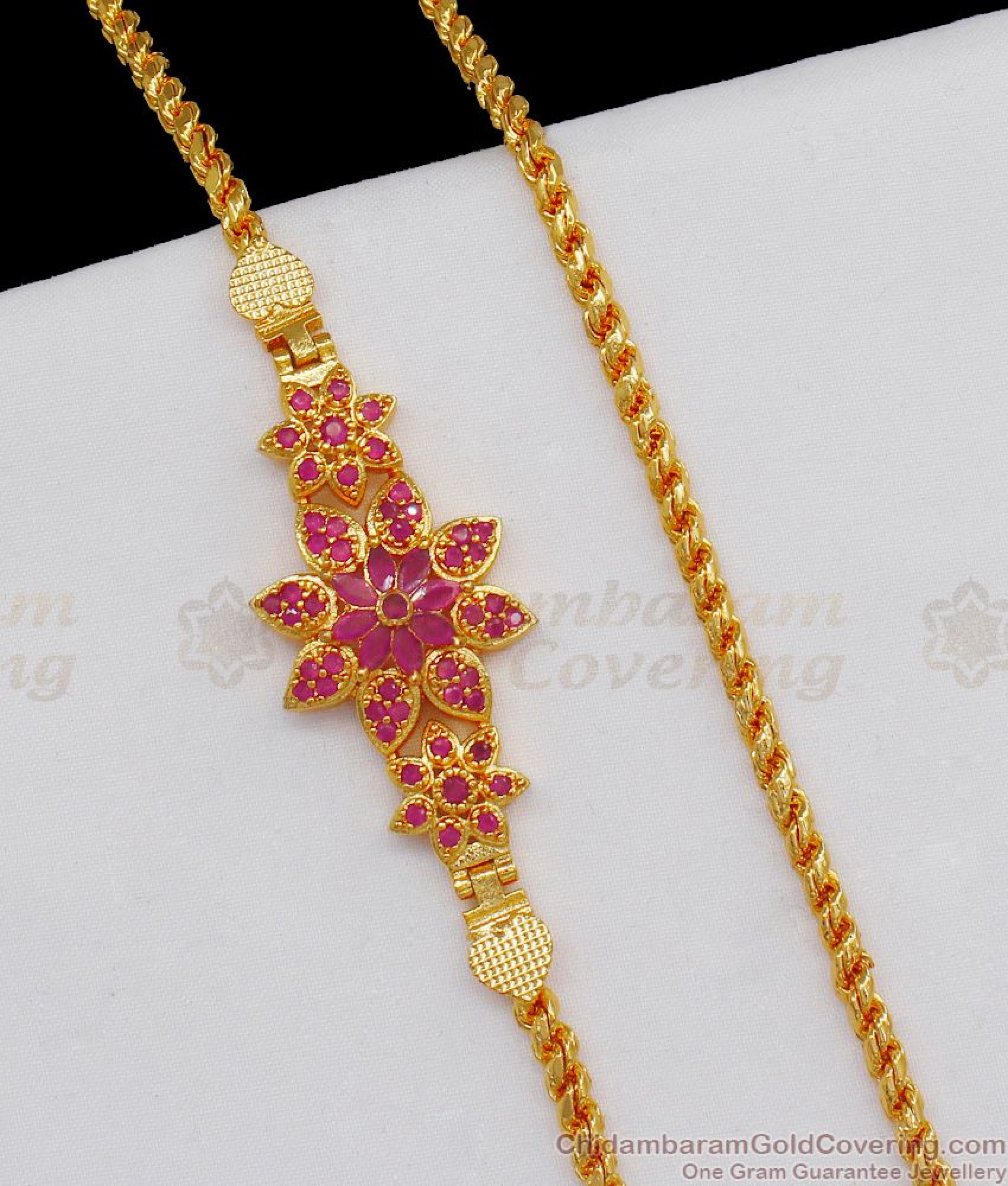 Buy Latest Gold Plated Ruby Stone Daily Wear Mopu Chain Designs Online ...