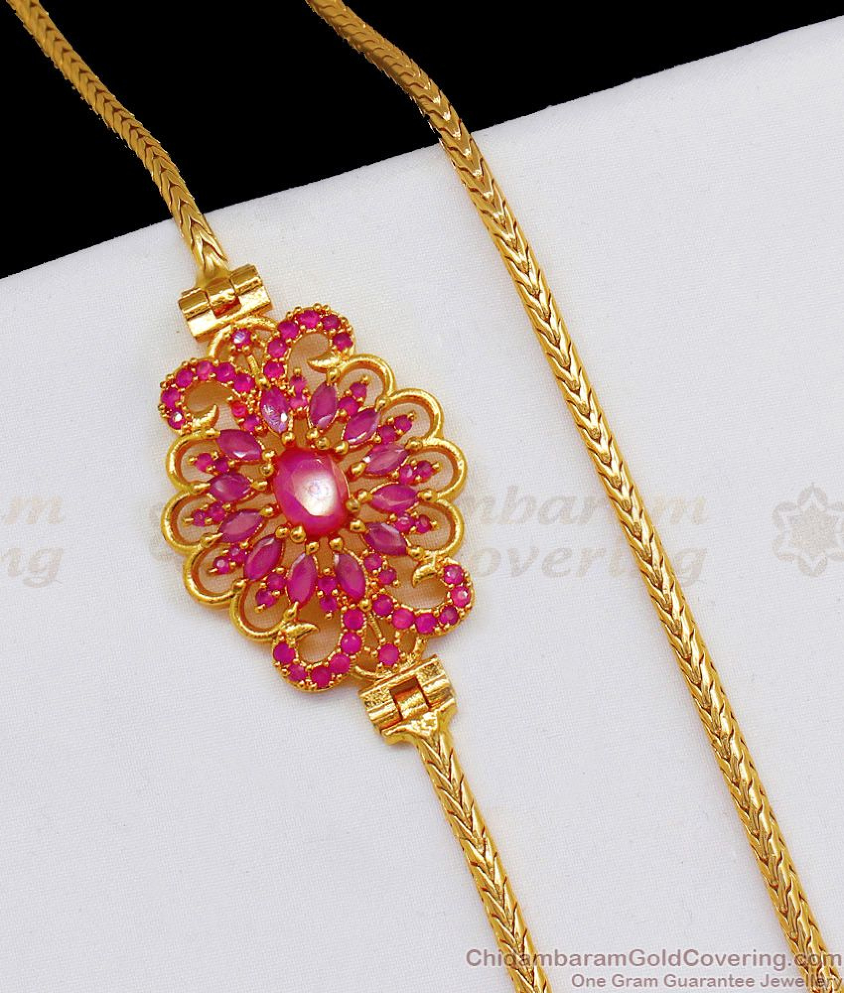 Buy Ruby Butterfly Mugappu Thali Chain Gold Design Latest Designs MCH706