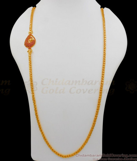 Buy Grand Peacock Design Ruby Stone Gold Side Pendant Chain MCH763-LG