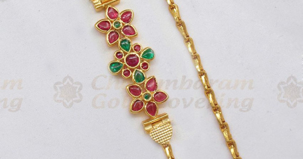 Buy Beautiful Kemp Stone Mugappu Designs Wheat Chain for Thali MCH806