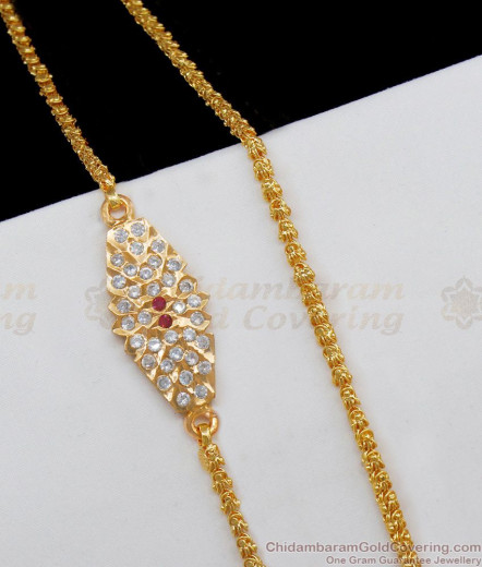 Vishnu Sangu Design Impon Multi Stone Gold Dollar Chain At Low Price ...
