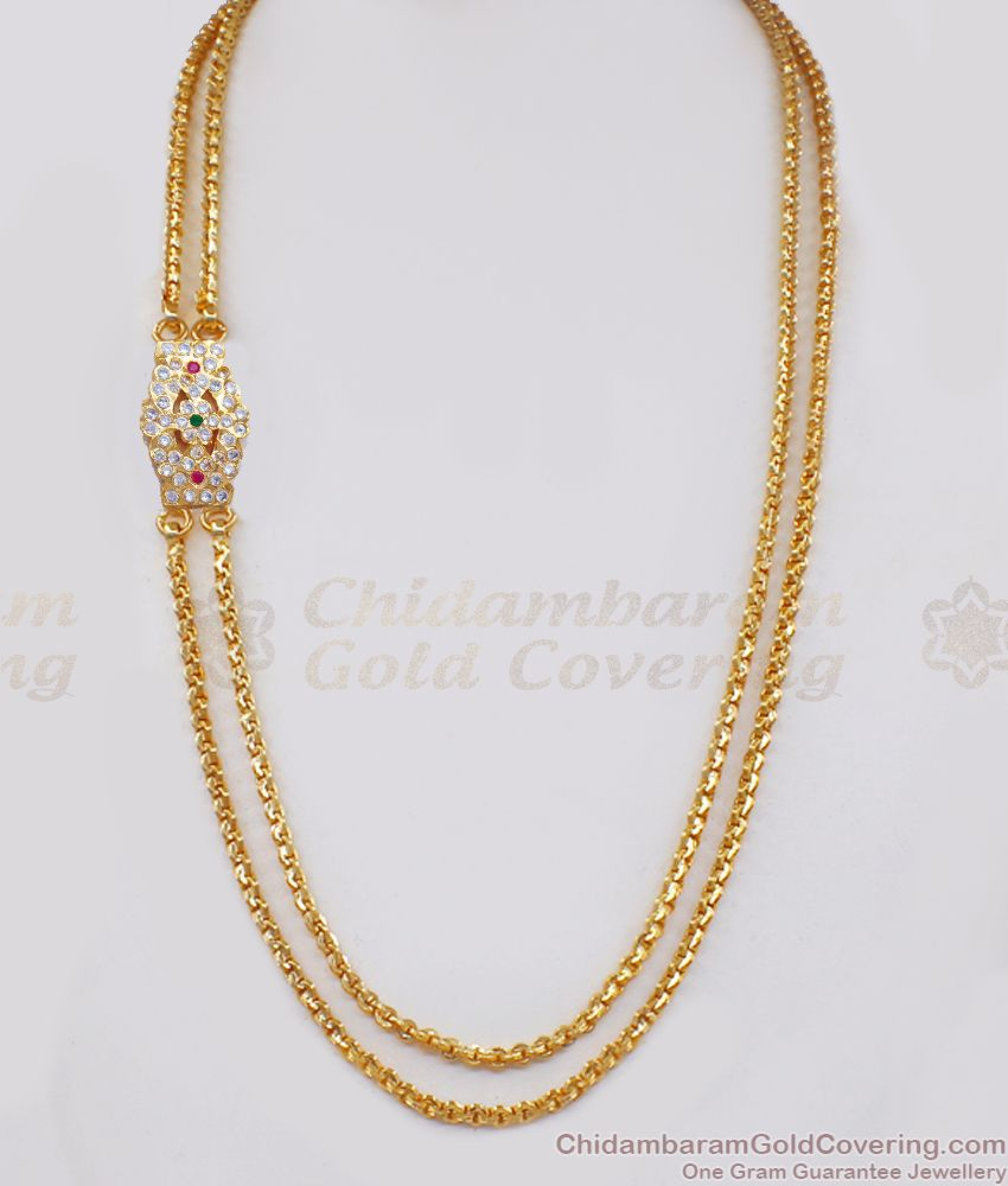 Double Line Mugappu Chain Design Latest Gold Plated Jewellery With ...