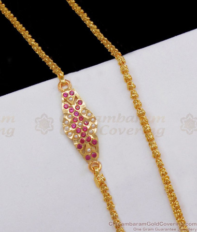 Traditional Impon Multi Color Stone Dollar Mopu Chain For Ladies Online ...