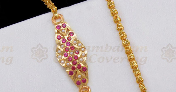 Pearl Pattern Thali Kodi Impon Side Pendant Mugappu MCH995
