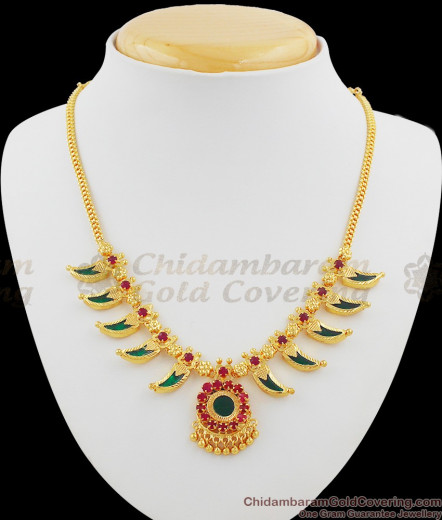 Grand Broad Kerala Bridal Collections Necklace With Ruby Stone NCKN1774