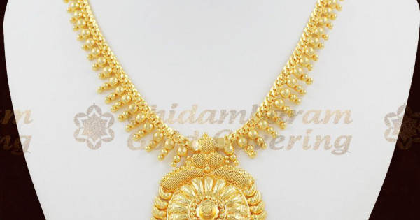 Big Dollar Gold Aspiring Kerala Design Mullai Arumbu Short Necklace ...