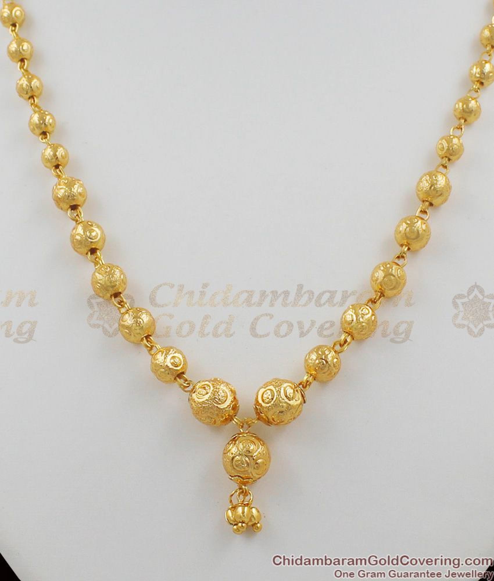 Real Gold Single Line Ball Design Necklace Jewellery Buy Online NCKN1103