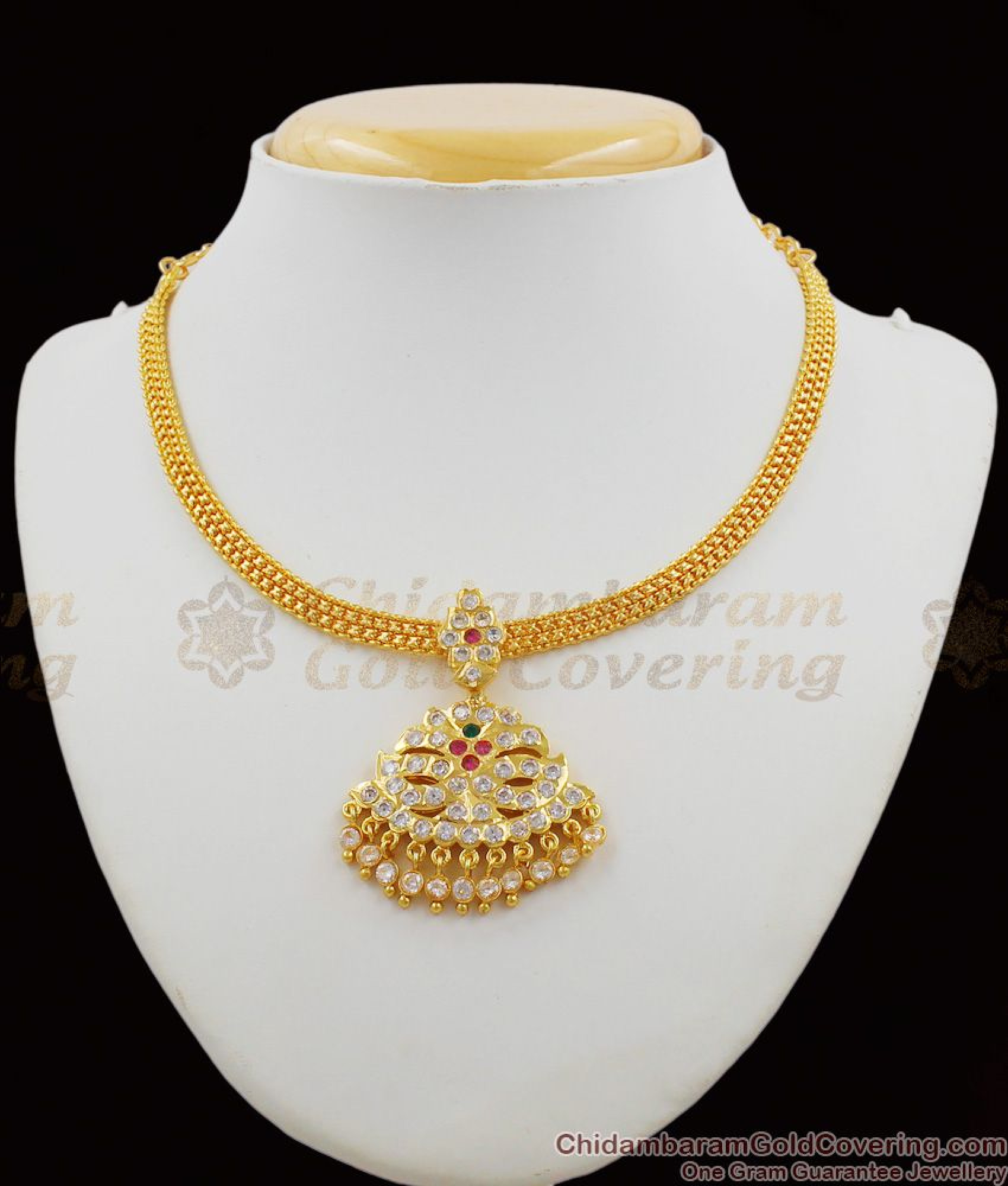 Panchaloga Chain Multi Color Stone Swan Design Impon Attigai For Ladies ...