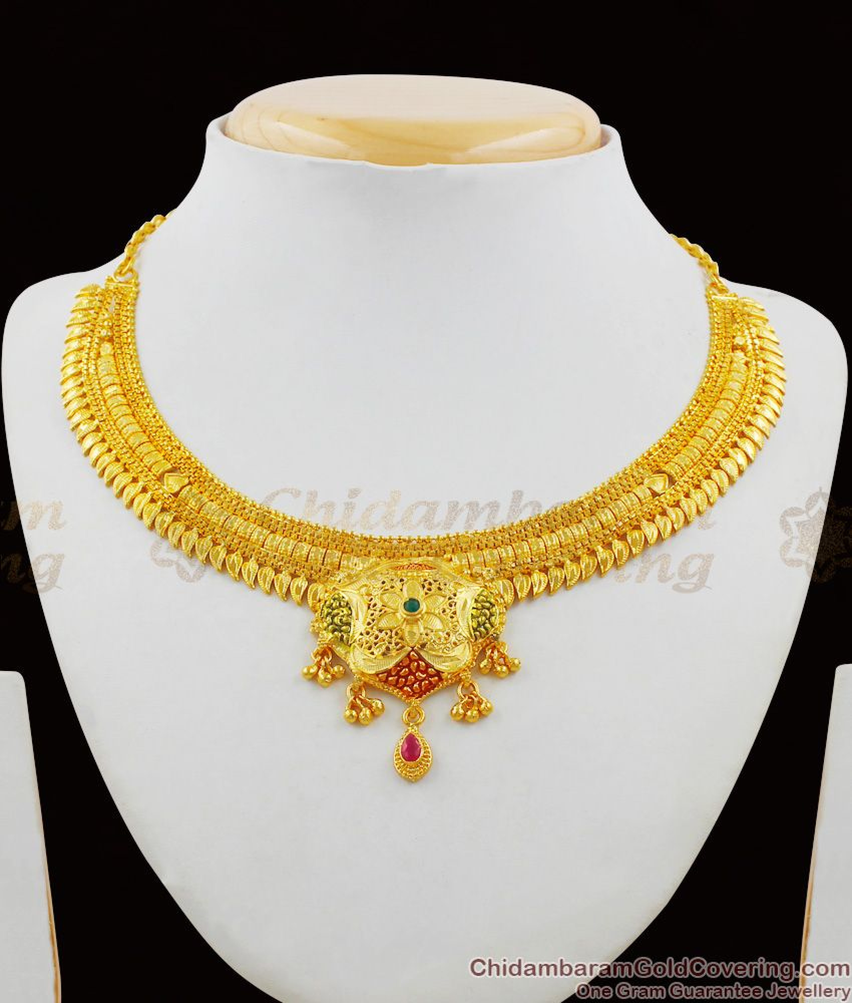 Iconic Flower Design Forming One Gram Gold With Beautiful Beads ...
