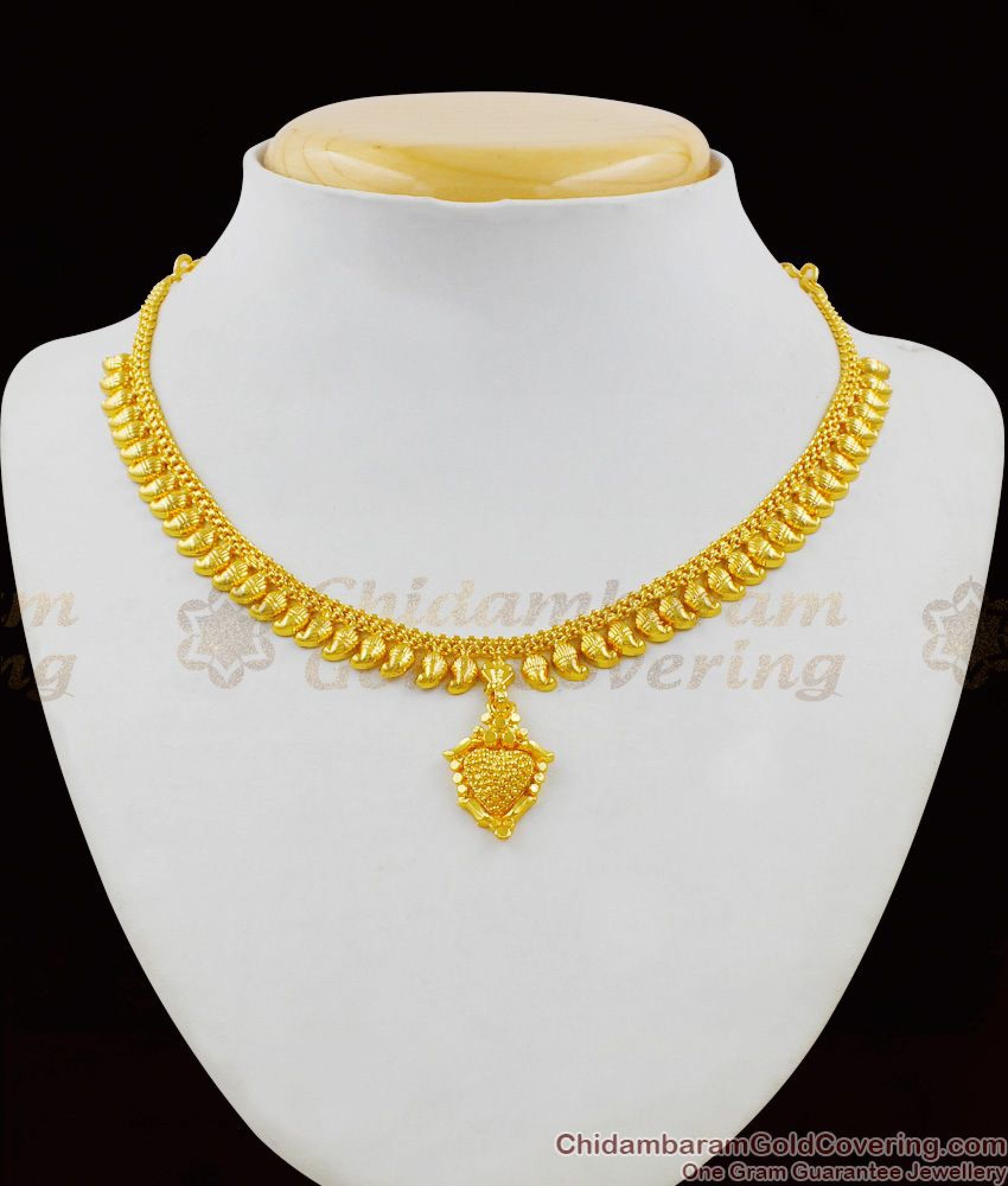 Fancy Mango Design Gold Plated Necklace With Heart Dollar For Lovers ...