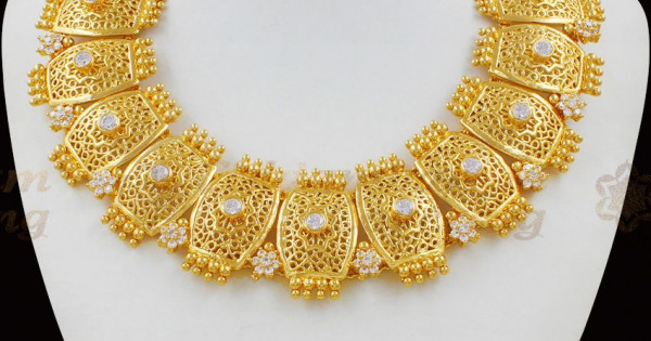 Elegant Real Gold Design Close Neck Choker Latest Bridal Necklace ...