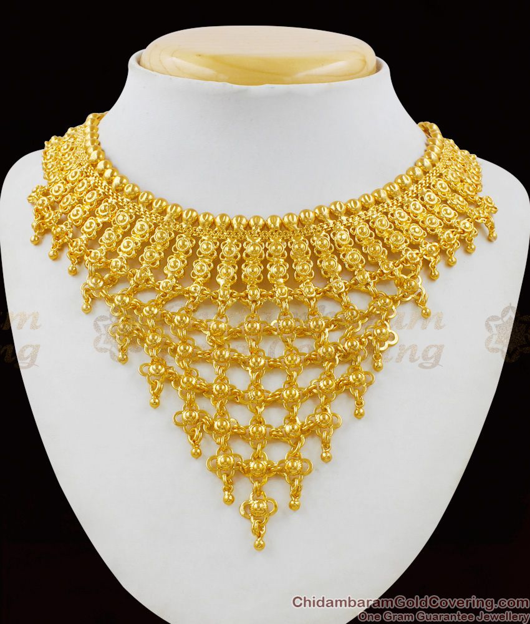 Amazing High Vision Net Pattern Gold Plated Bridal Wear Choker Necklace ...