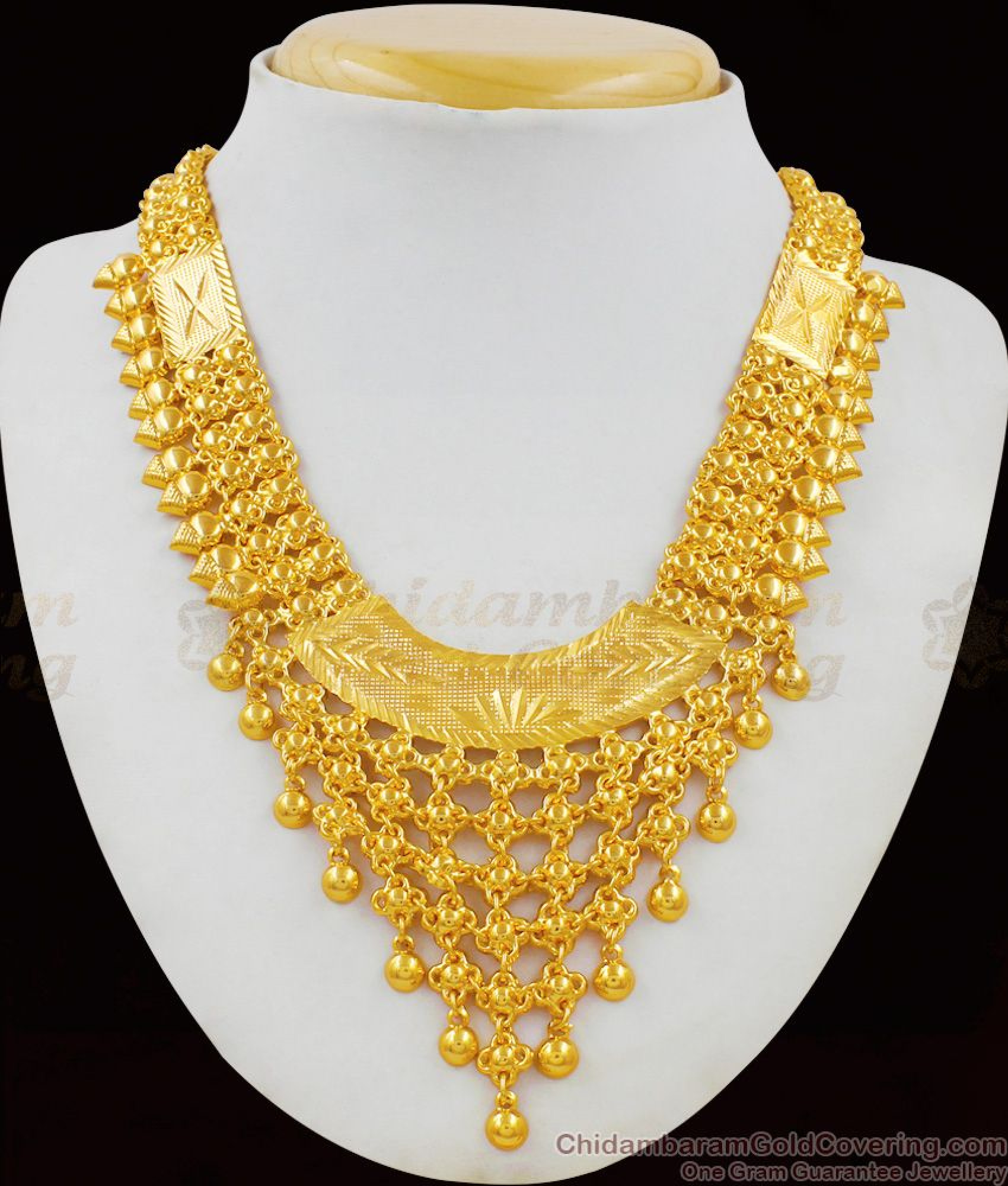 Glorious Net Pattern Gold Imitation Choker Model Necklace For Brides ...