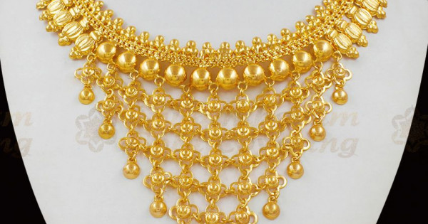 Majestic Net Pattern Design One Gram Gold Choker Necklace For Party ...