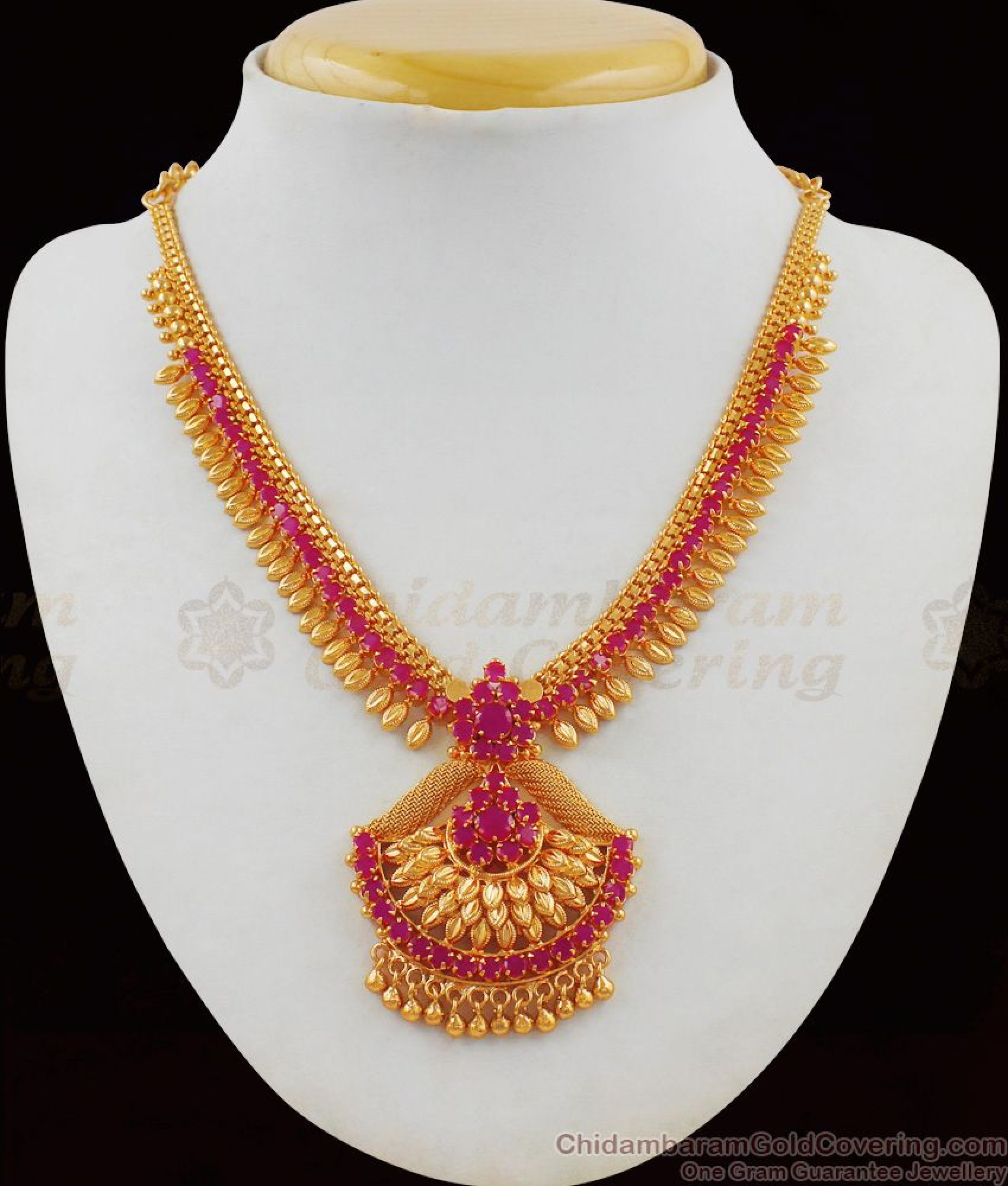 Elegant Full Ruby Stone Necklace For Engagement Function NCKN1750