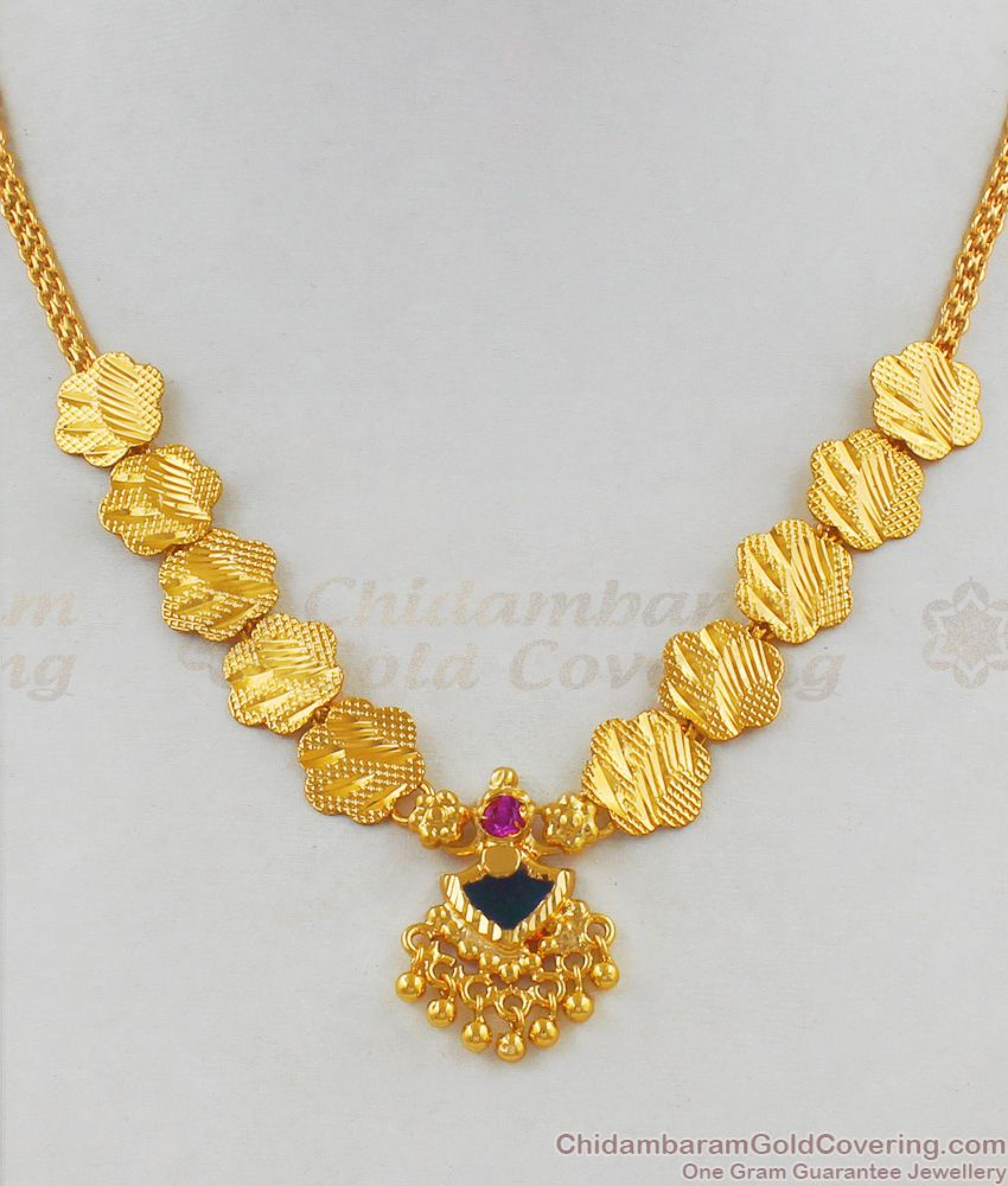 Light Weight Kerala Pattern Single Stone Palakka Necklace Design NCKN1763