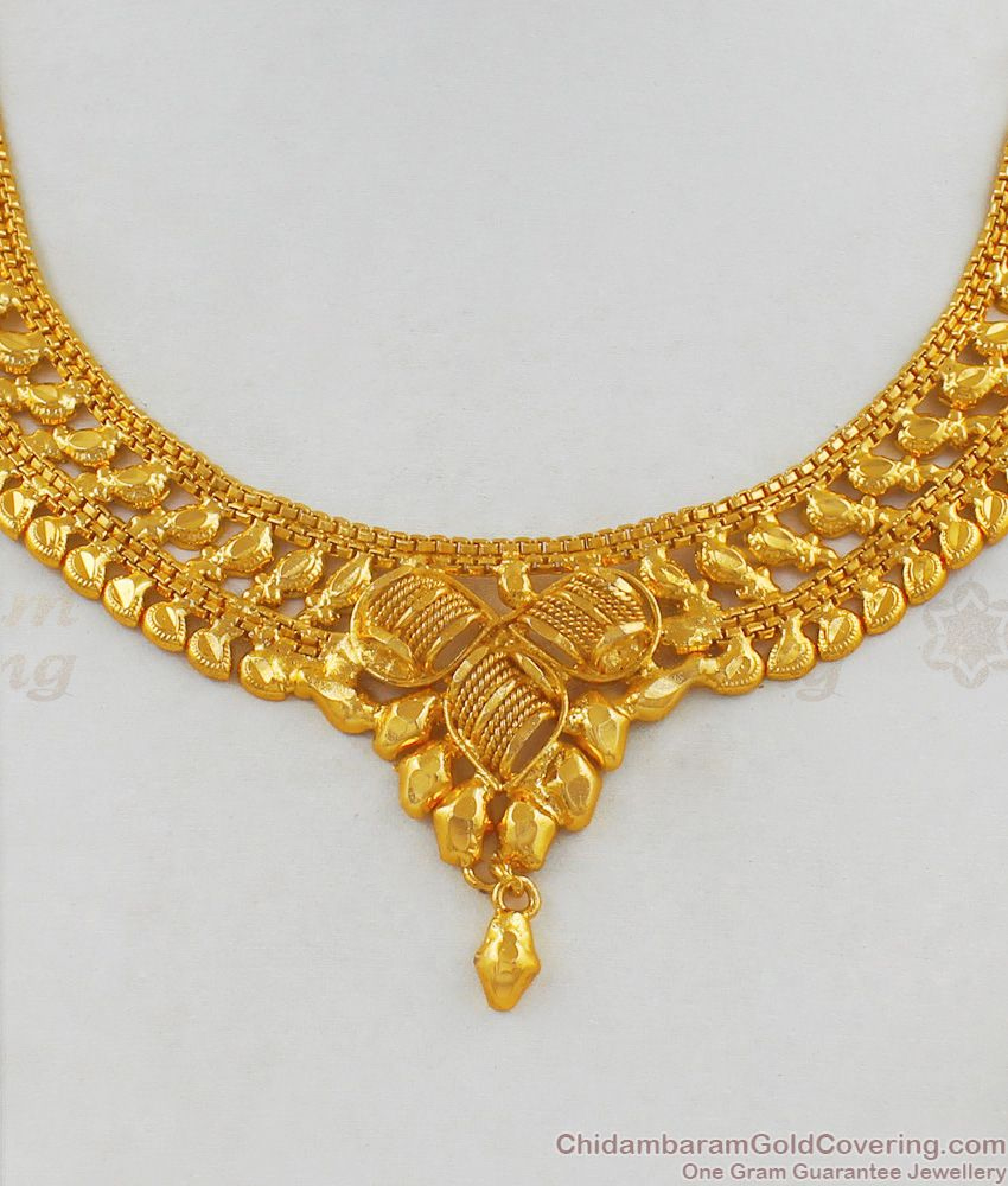 Plain Gold Calcutta Design Bridal Necklace Jewelry Latest Trend NCKN1764