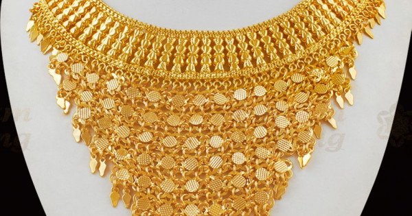 Grand Kerala Net Pattern Gold Plated Choker Necklace Bridal Wear NCKN1820