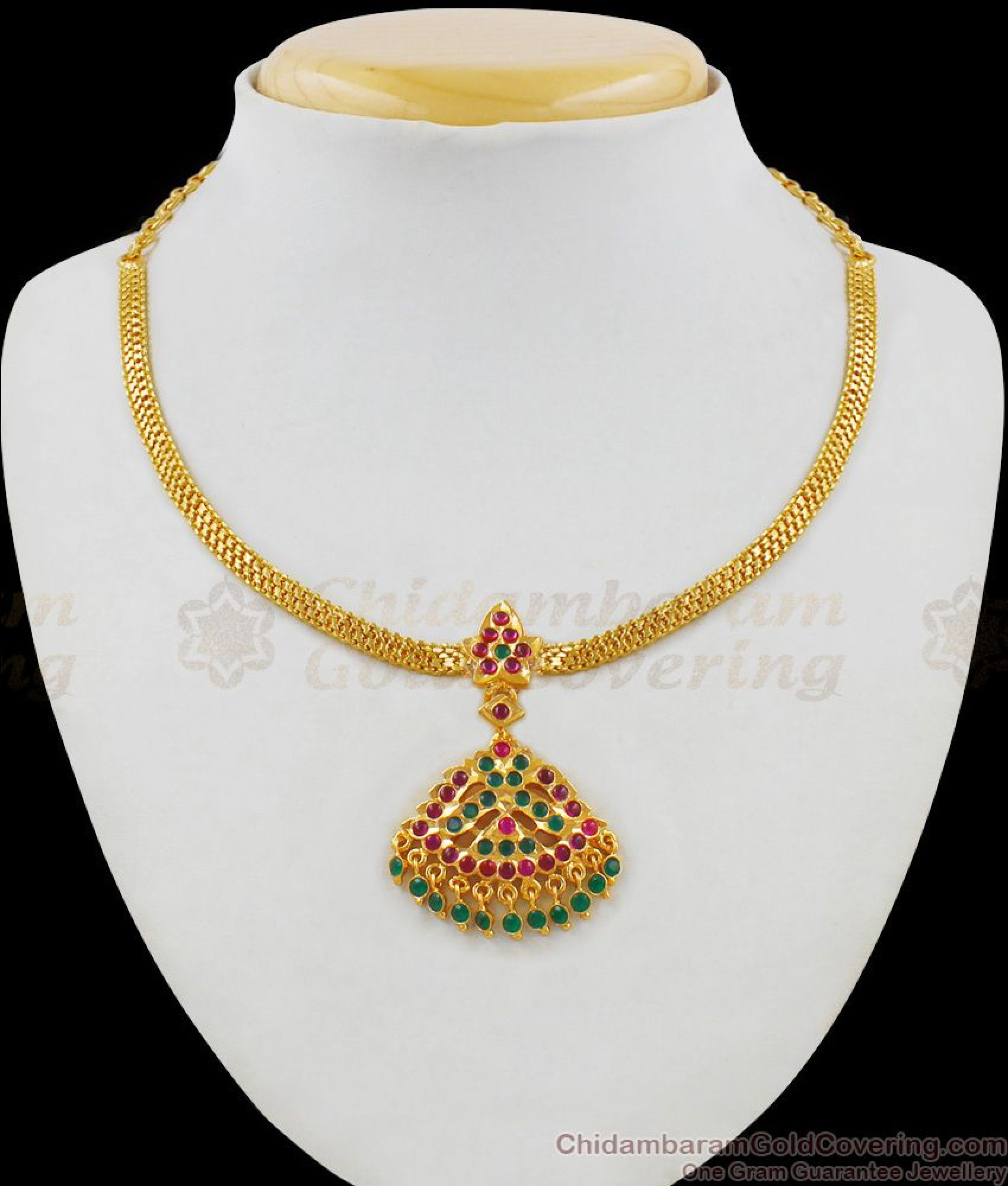 Buy Online Impon Attigai Ruby Emerald Gold Necklace Collections
