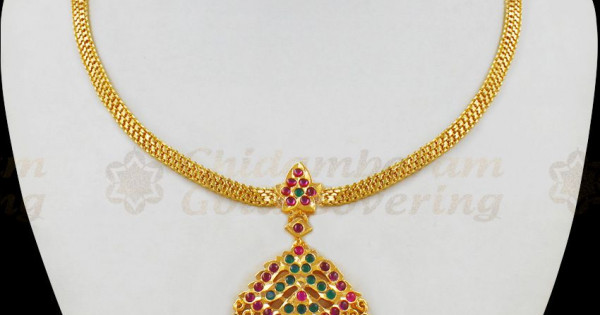 Buy Online Impon Attigai Ruby Emerald Gold Necklace Collections