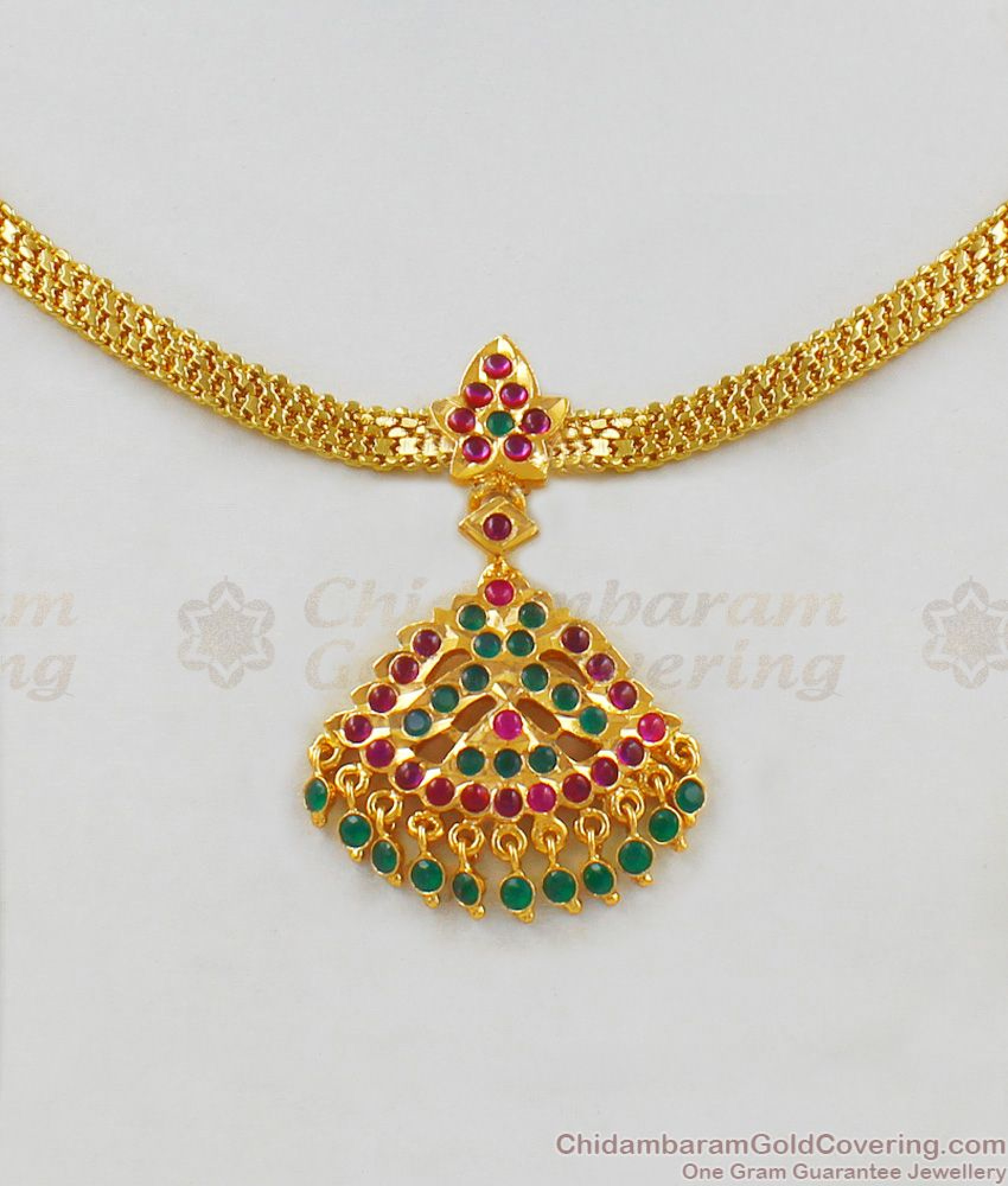 Buy Online Impon Attigai Ruby Emerald Gold Necklace Collections