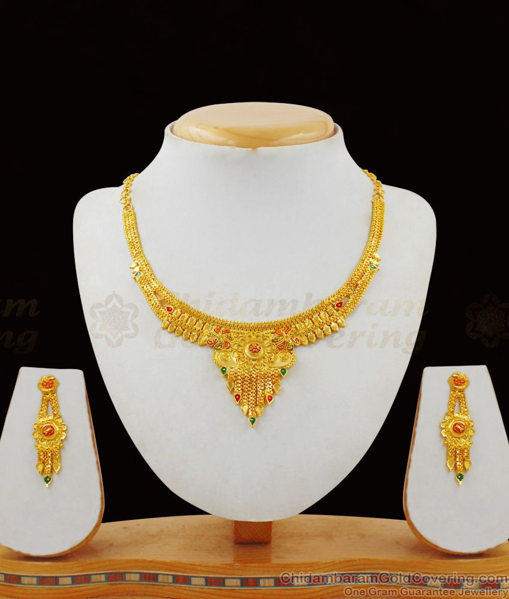 New Collection Plain Gold Forming Calcutta Design Bridal Necklace ...