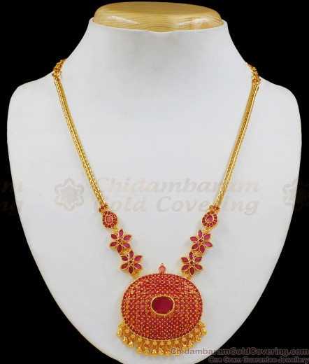 Semi Precious Full Ruby Stone Attractive Necklace Set With Earrings ...